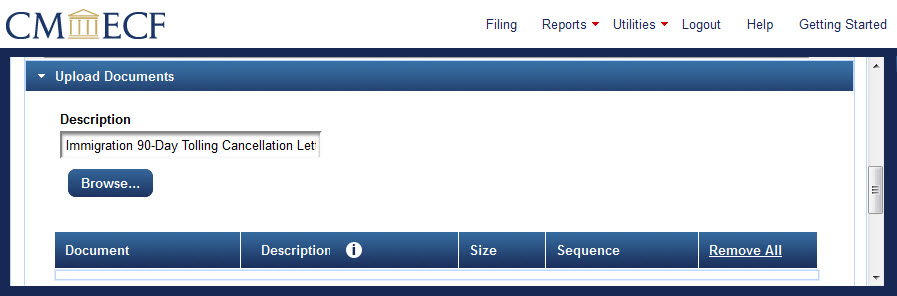 How To Use CM/ECF: Filing a letter to cancel tolling