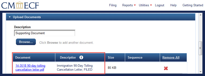 How To Use CM/ECF: Filing a letter to cancel tolling